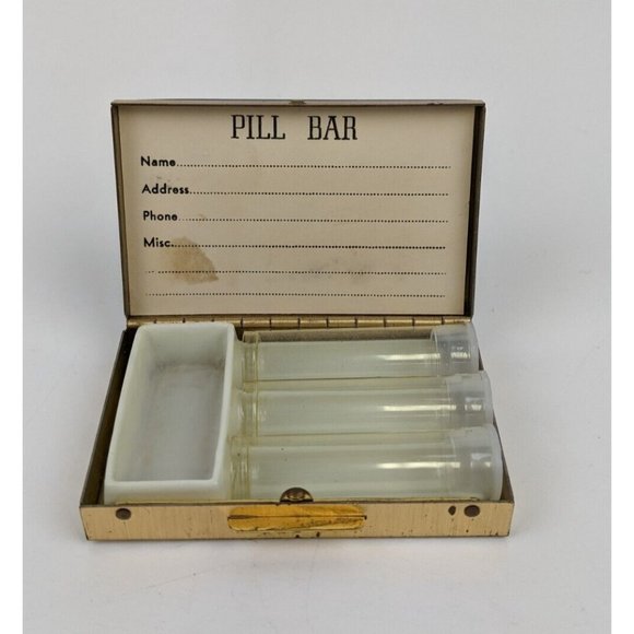 Unbranded | Accents | Vintage Black Enamel Travel Pill Bar Box Case W3 ...